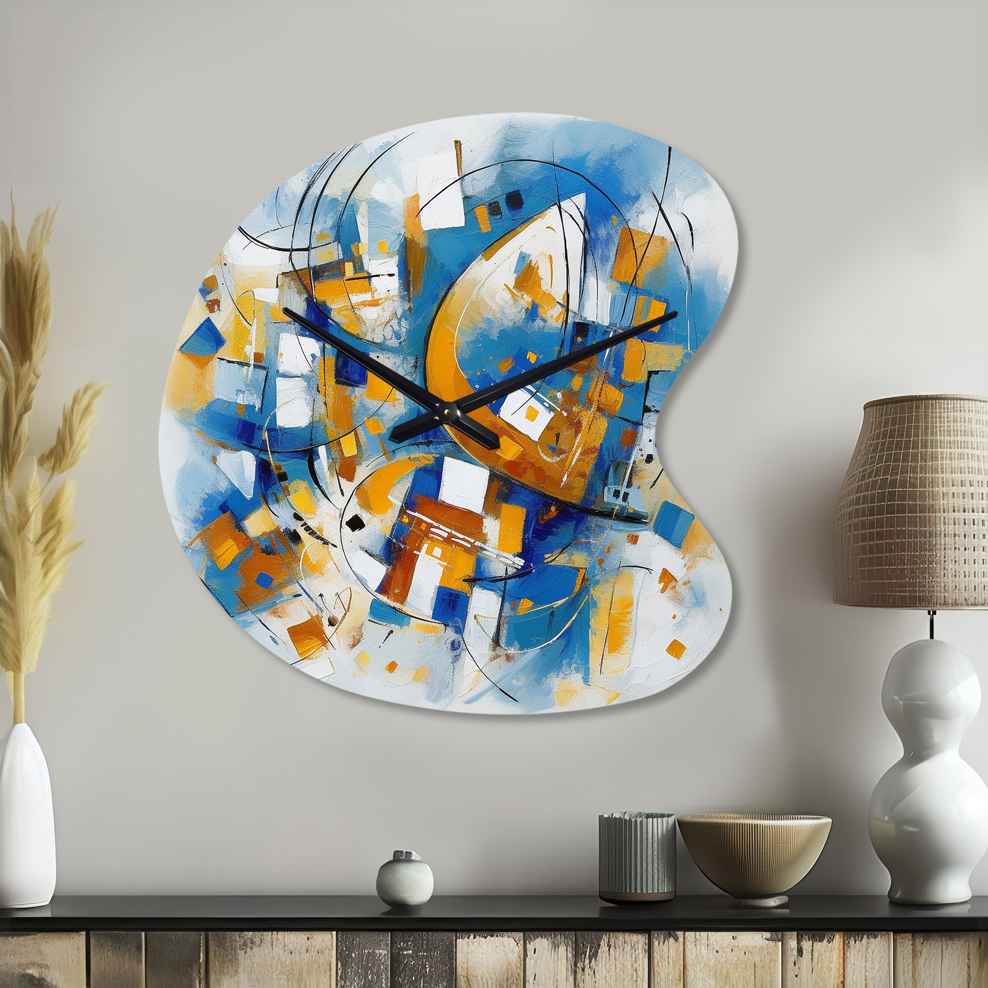 Design Art Blue Abstracted Fractals And Dimensions I - Geometric ...