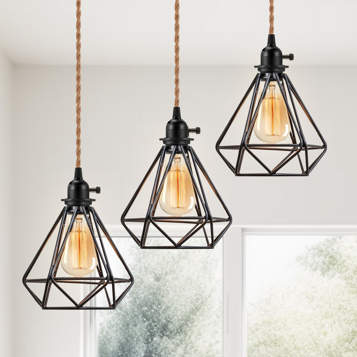 Longshore Tides 3-Light Cable DIYE 26/E27 Triple Pendant Light,Without ...