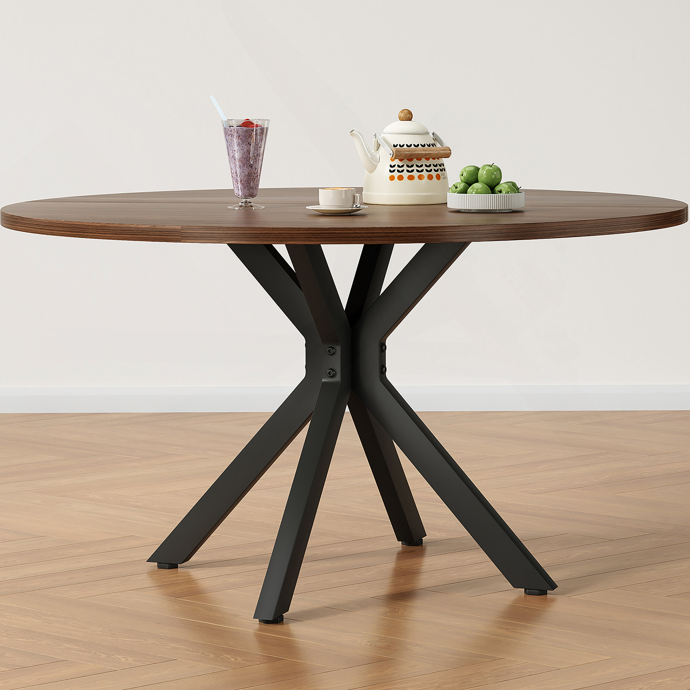 George Oliver 47.2" Solid Wood Round Dining Kitchen Table For 4-6 ...