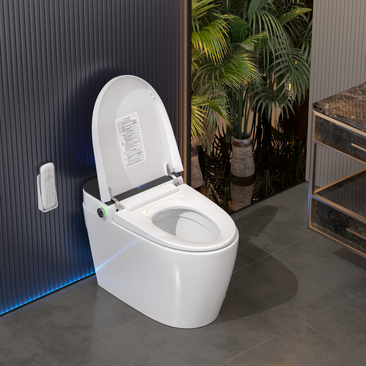 BCAN Smart Toilet with Tankless Bidet Wash, Auto Open Lid, 1.28 Gallons ...