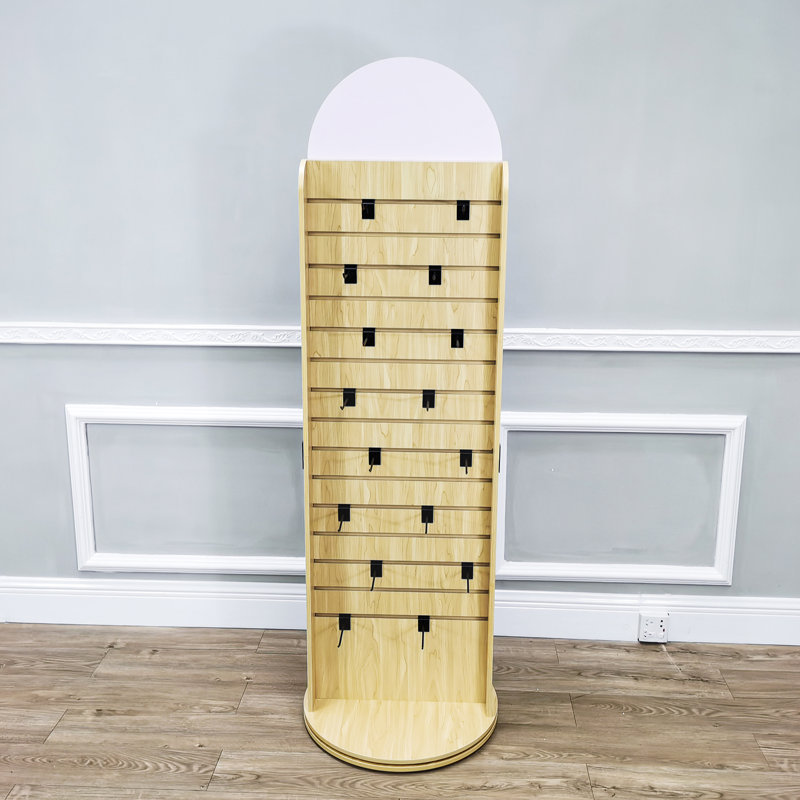 FixtureDisplays Double Sided Slatwall Rotating Display Wood Floor ...
