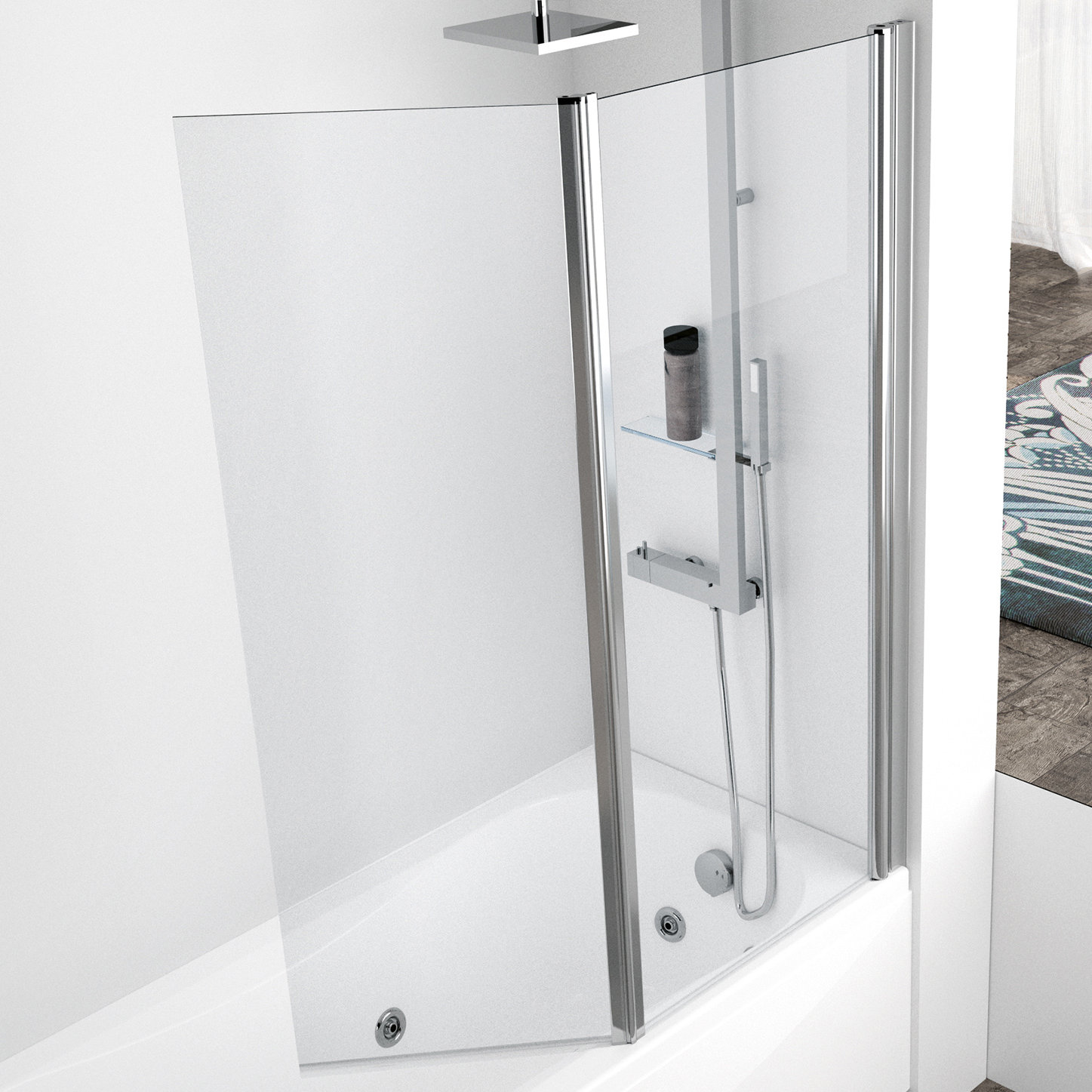 Novellini Aurora L Shape Pivot Bath Screen | Wayfair.ie