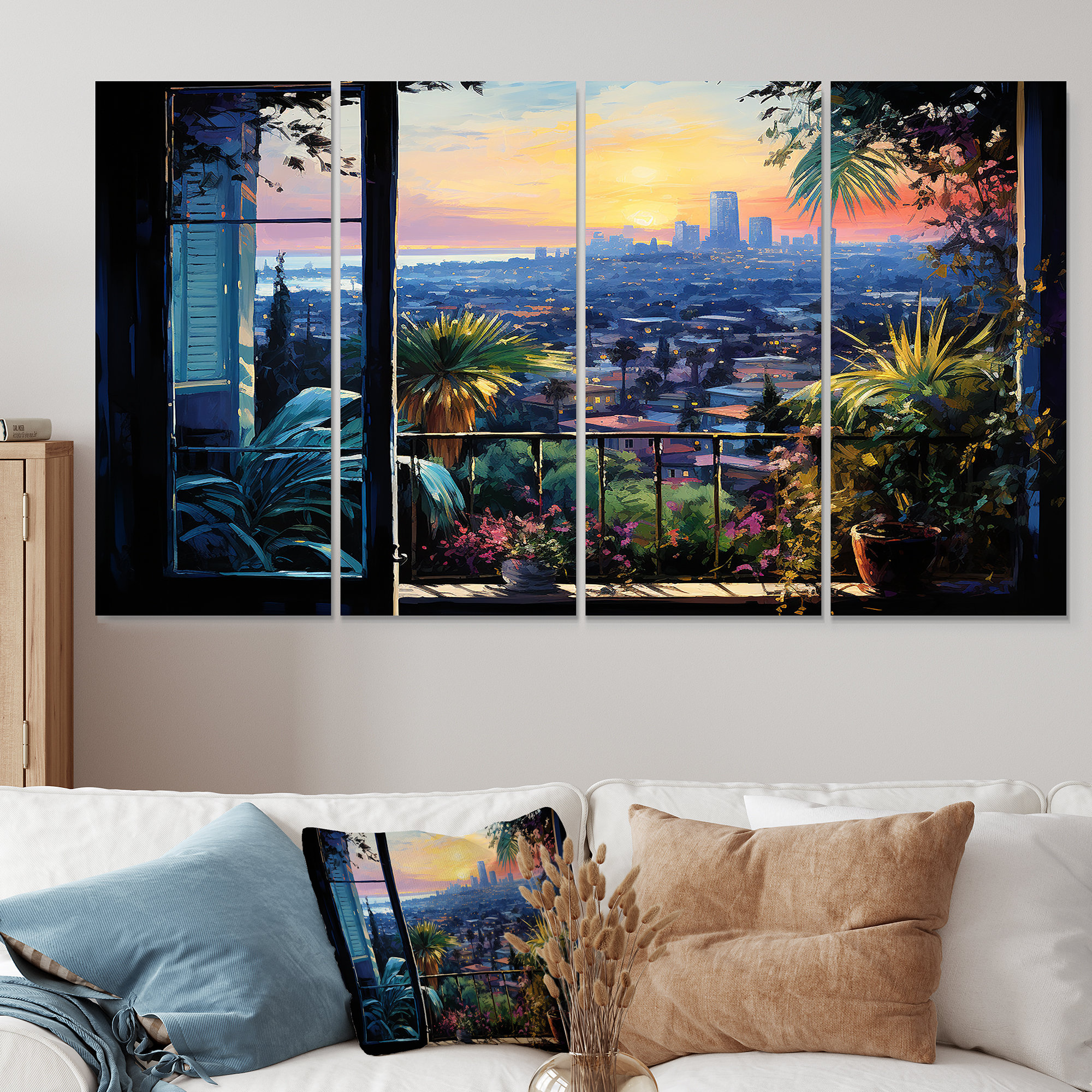 Winston Porter Los Angeles Window View IV - Los Angeles 4 Piece Wall ...