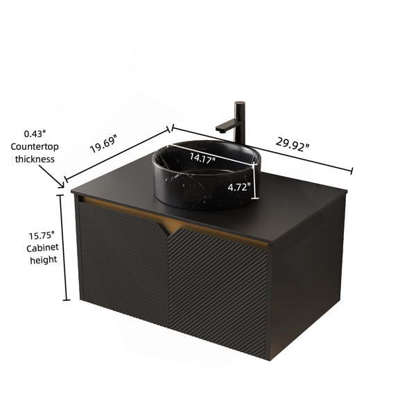 Wrought Studio 30" Bathroom Vanity&Sink, Wall-Mounted Floating Storage ...