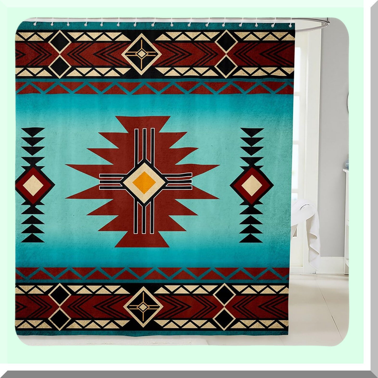 Dakota Fields Southwest Geometric Aztec Shower Curtain - Waterproof ...