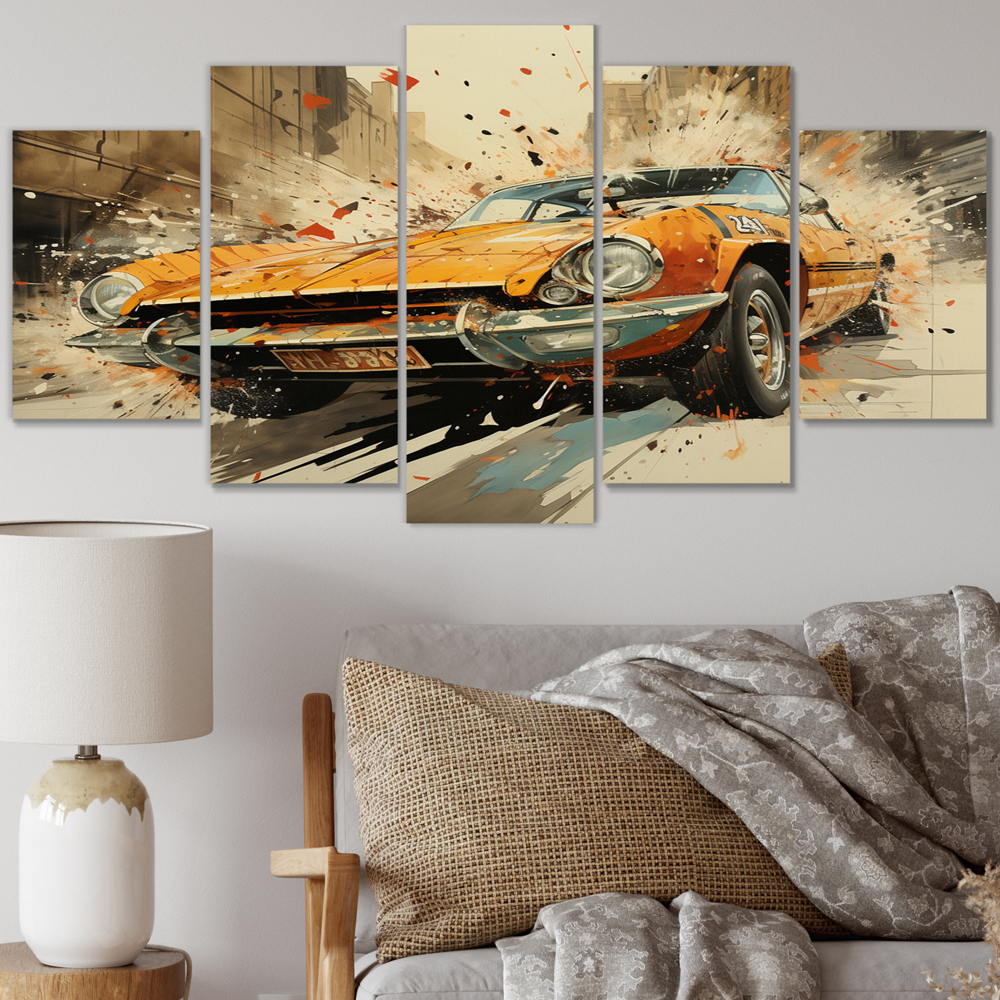 Design Art Retro Grand Prix Sports Car Illustration IV - Cars Race Car ...