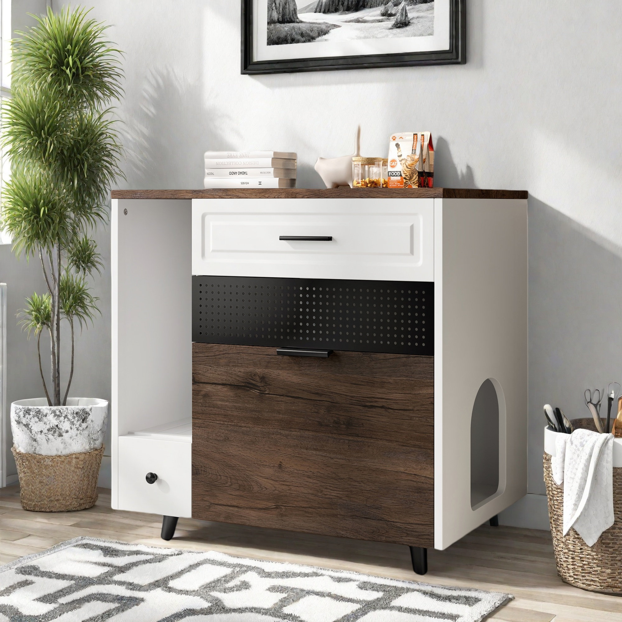 Tucker Murphy Pet™ Indoor Cat Litter Box Enclosure With 2 Drawers ...