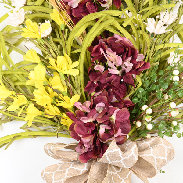 Primrue Artificial Wildflowers Hydrangea Bundle Door Swag | Wayfair