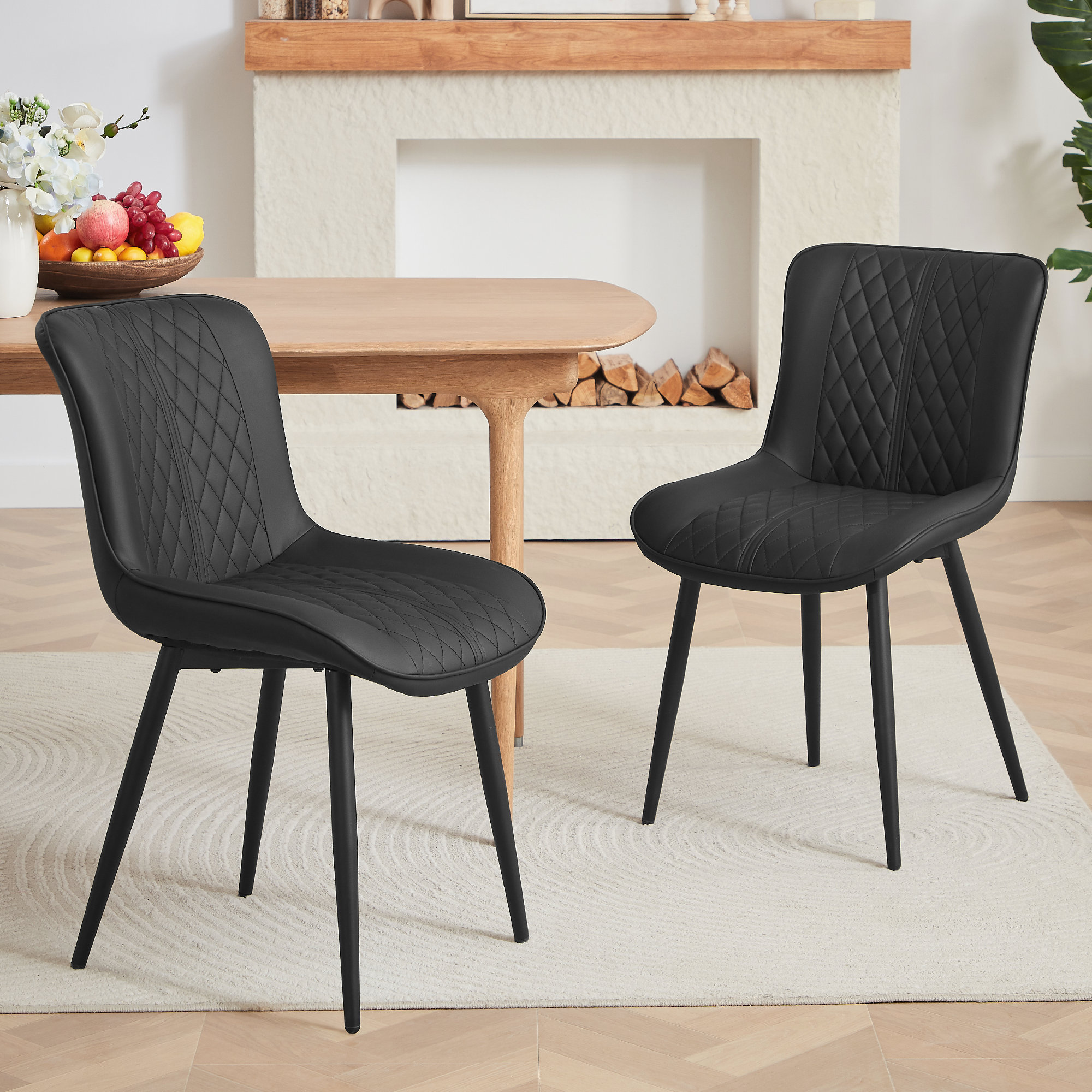 George Oliver Modern Upholstered Faux Leather Dining Chairs (Set of 2 ...