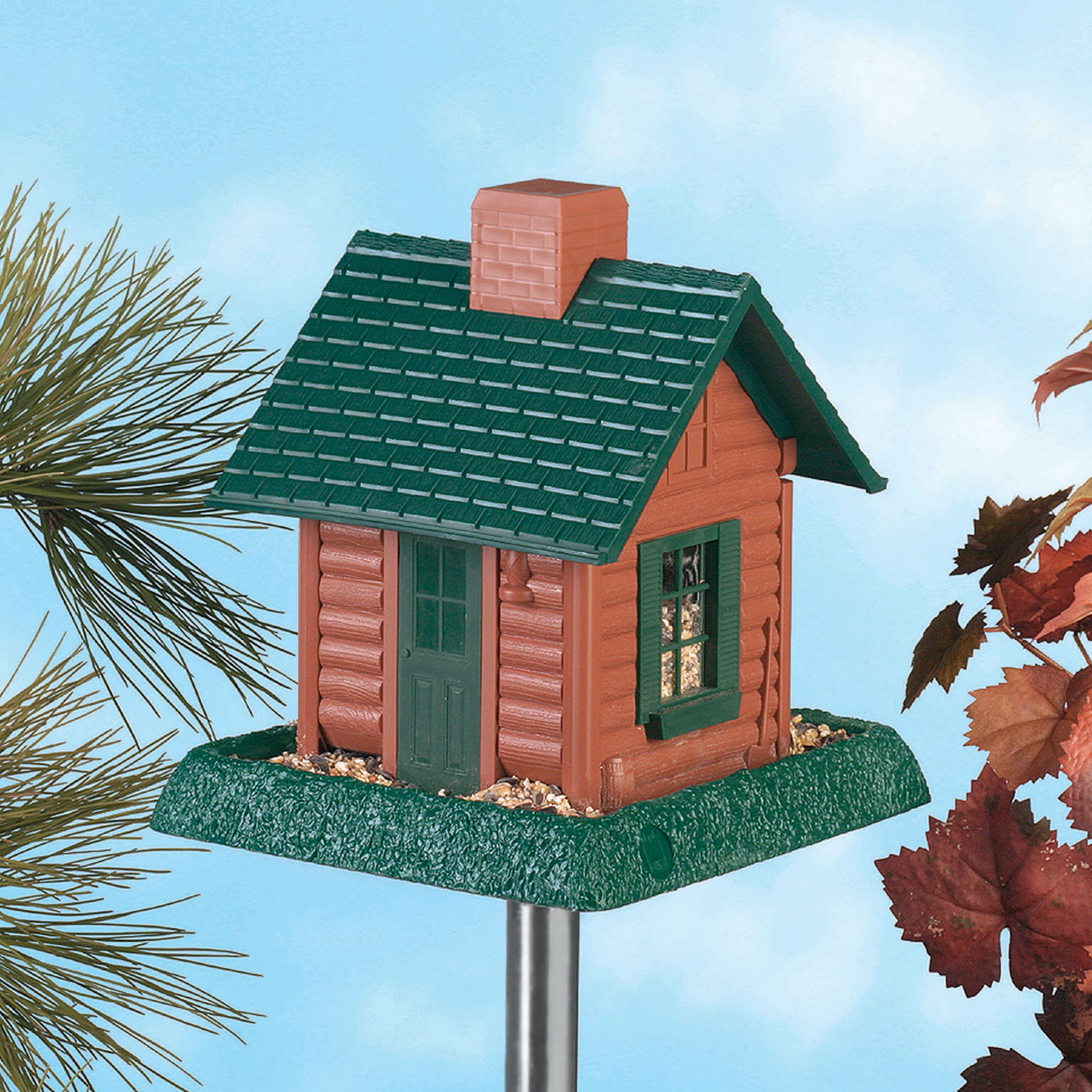 Millwood Pines Funderburk Log Cabin Village Decorative Hopper Bird ...