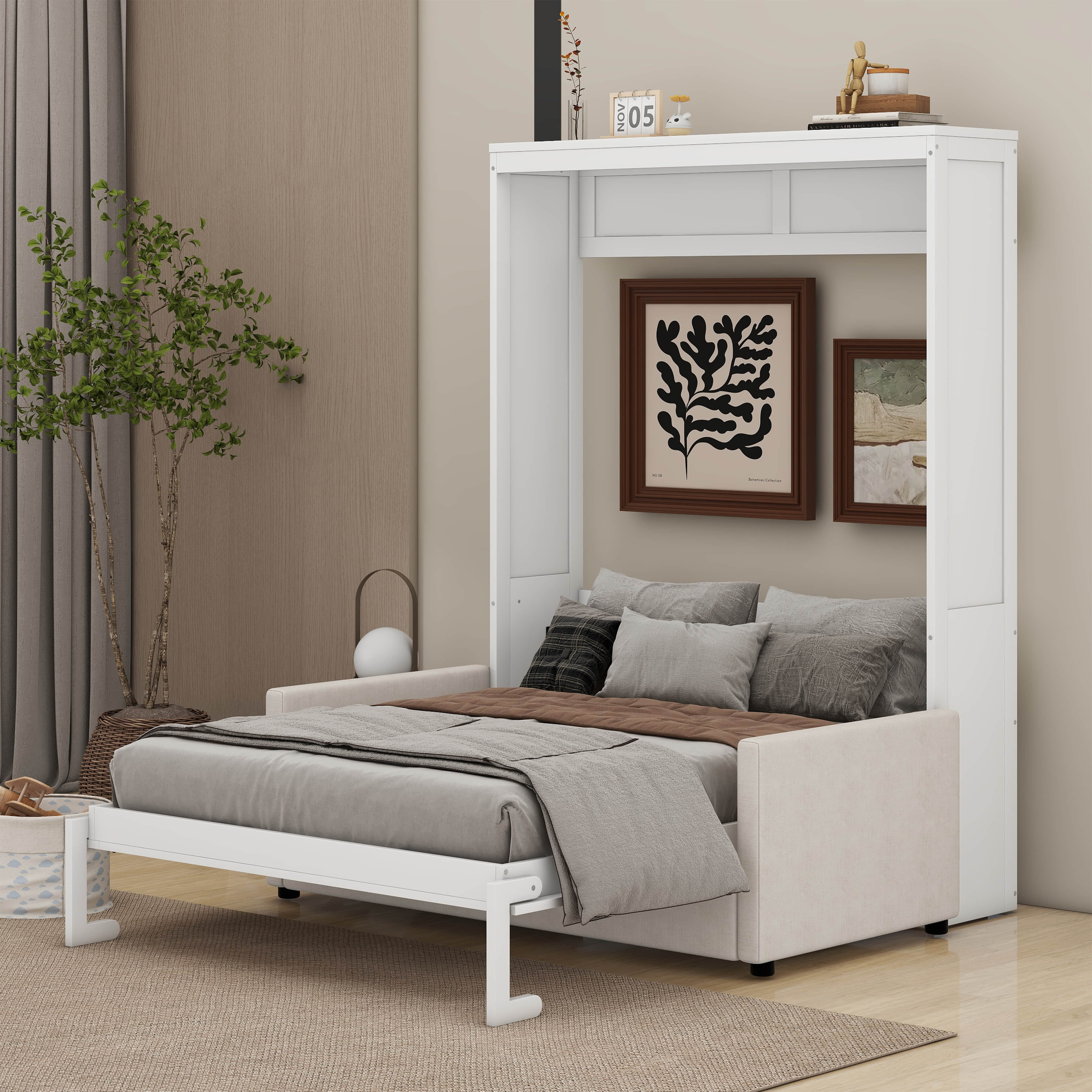 Red Barrel Studio Queen Size Murphy Bed Wall Bed With Cushion - Wayfair ...