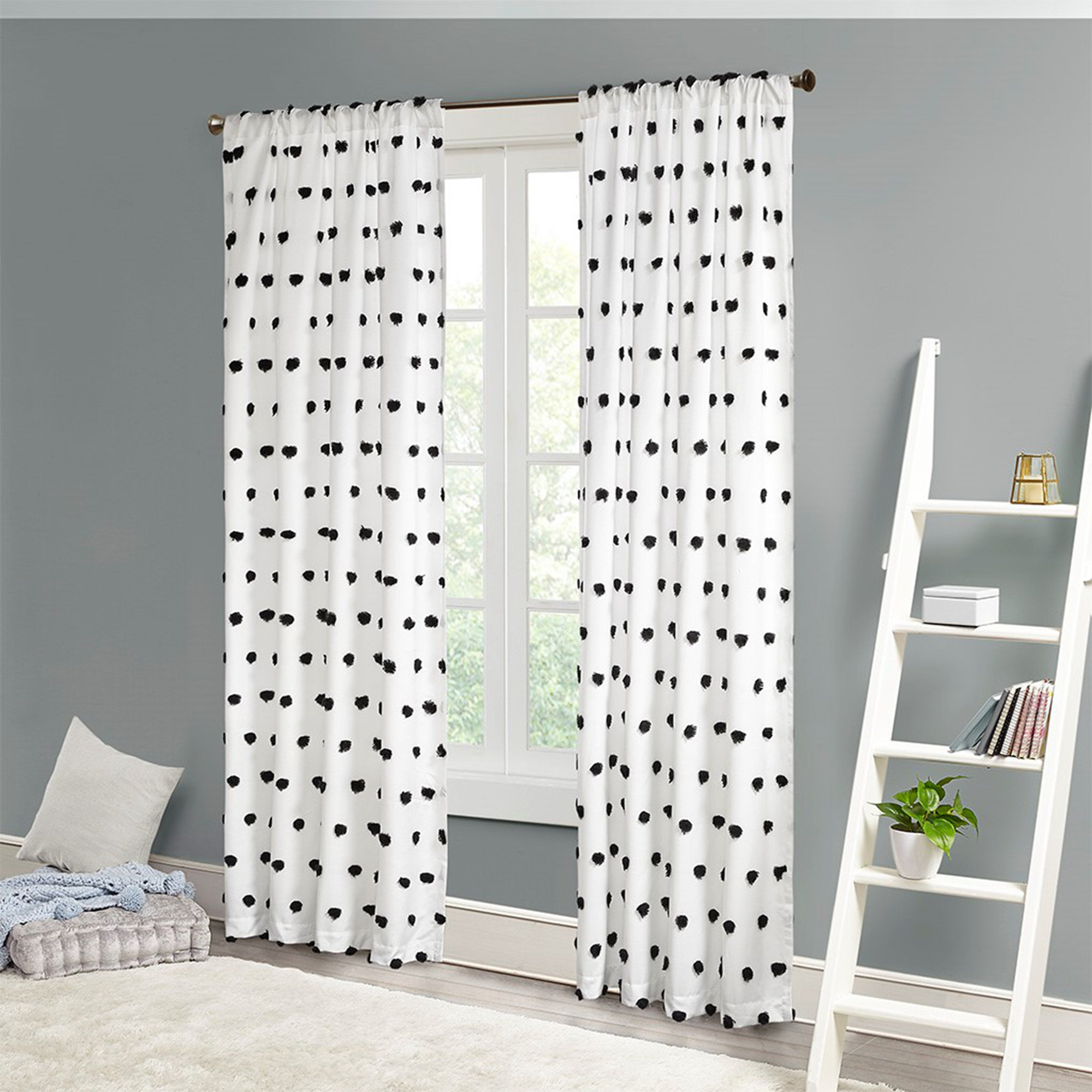Latitude Run® Pom Pom Embellished Curtain Panel(Only 1 Pc Panel) | Wayfair