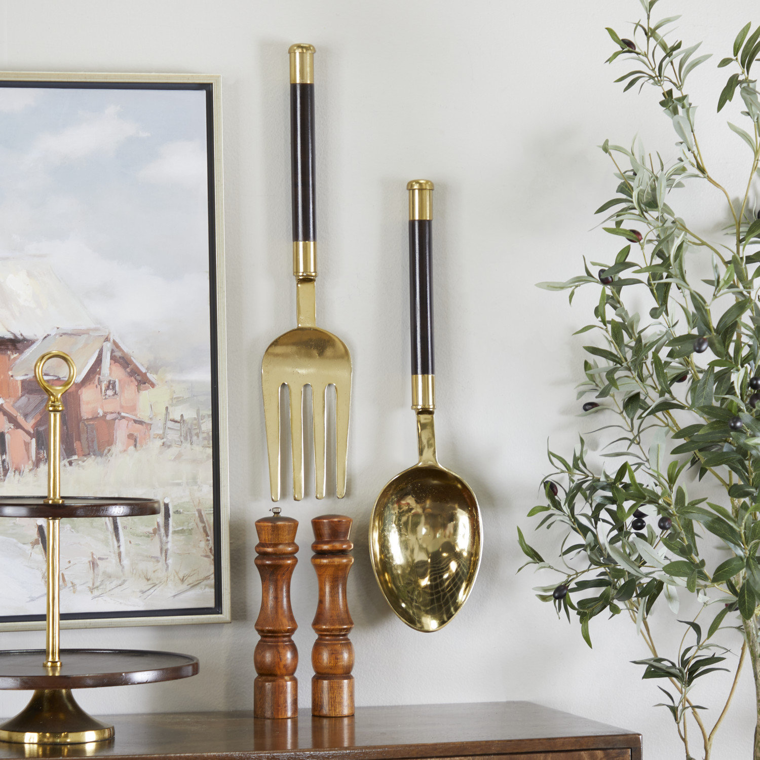 Rosdorf Park Aluminum Metal Spoon and Fork Utensils Wall Decor Set ...