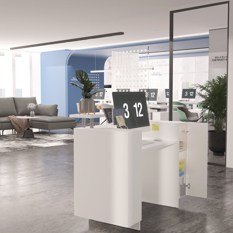 Inbox Zero Neithen Rectangle Manufactured Wood Reception Desk | Wayfair