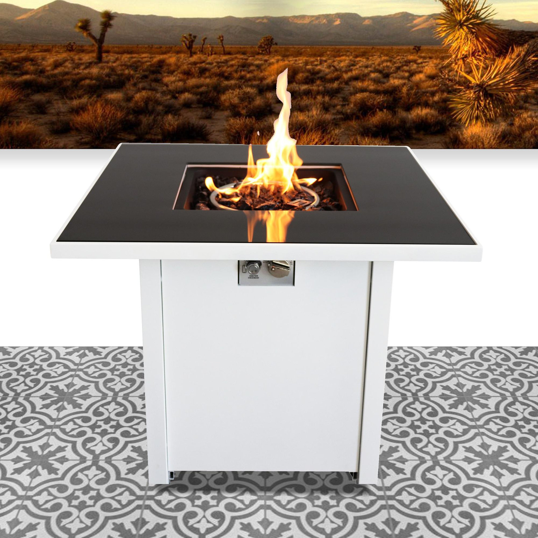 Brayden Studio White Steel Propane/natural Gas Firepit Table - Wayfair ...