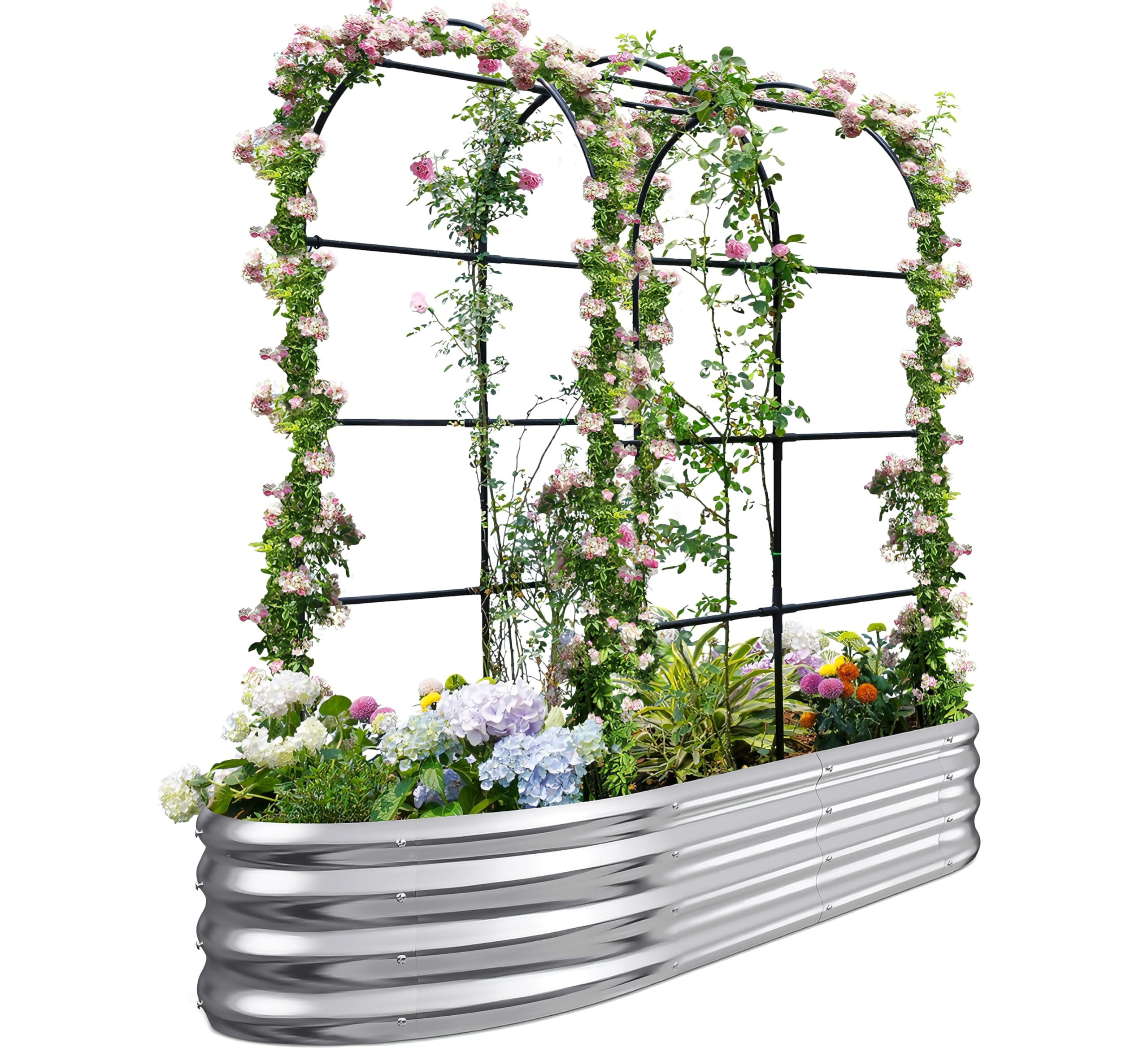 Arlmont & Co. Raised Planter Garden Bed with Arched Trellis - Wayfair ...
