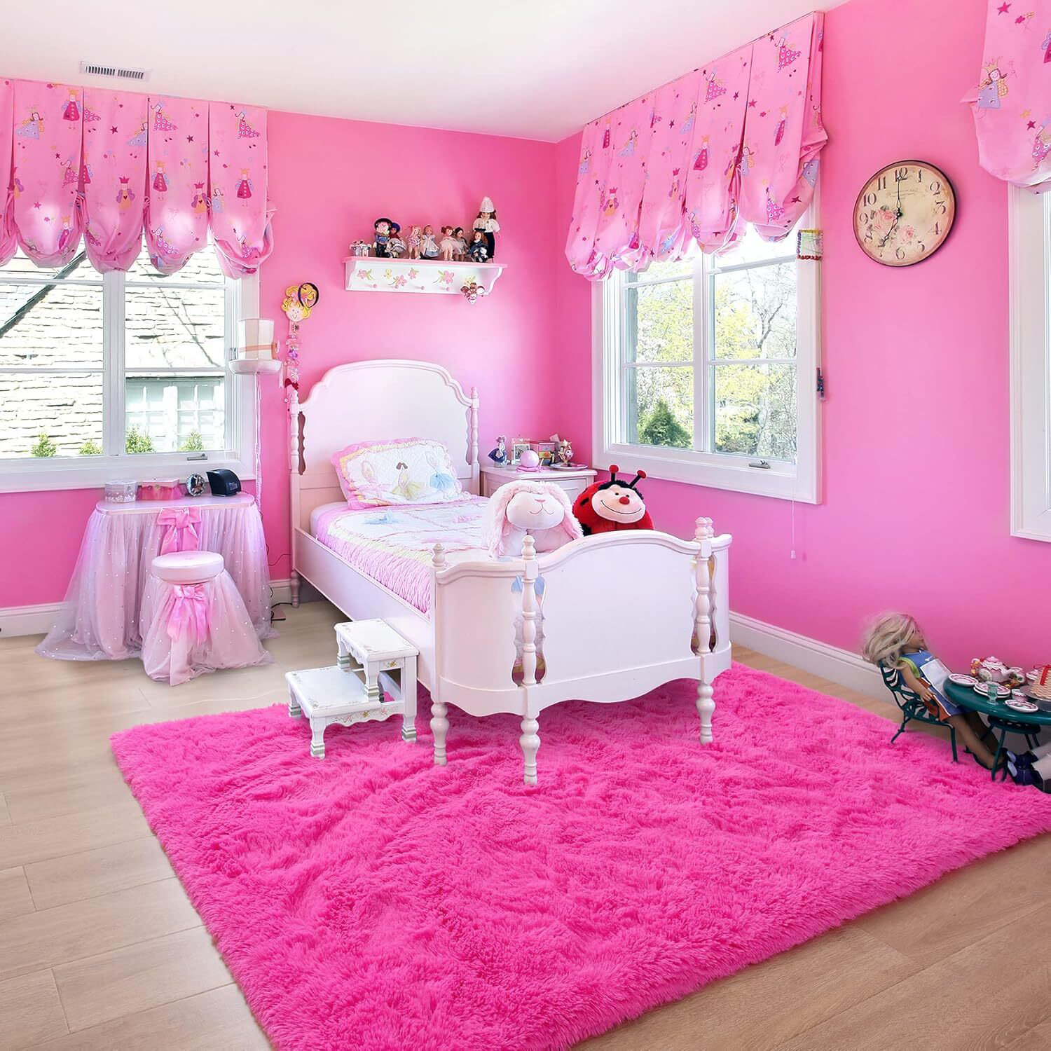 Mercer41 Fluffy Hot Pink Rugs for Bedroom 3x5 | Wayfair