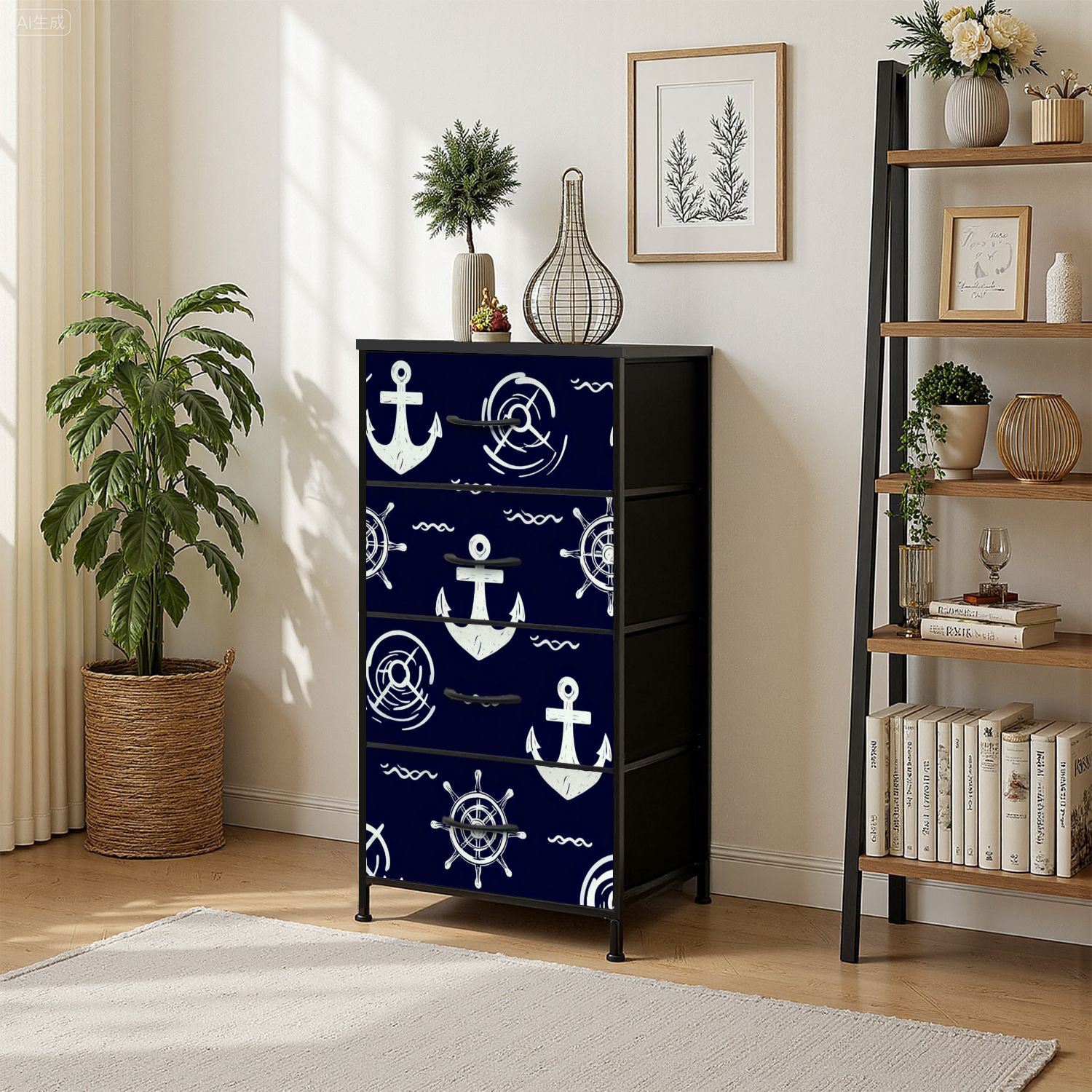 Breakwater Bay 4 Drawer Vertical Storage Dresser Marine nautical blue ...