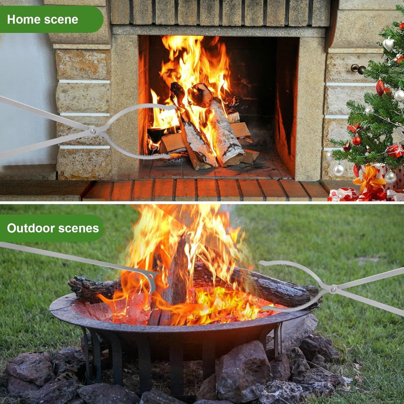 17 Stories 40" Stainless Steel Fire Tongs Set | Wayfair