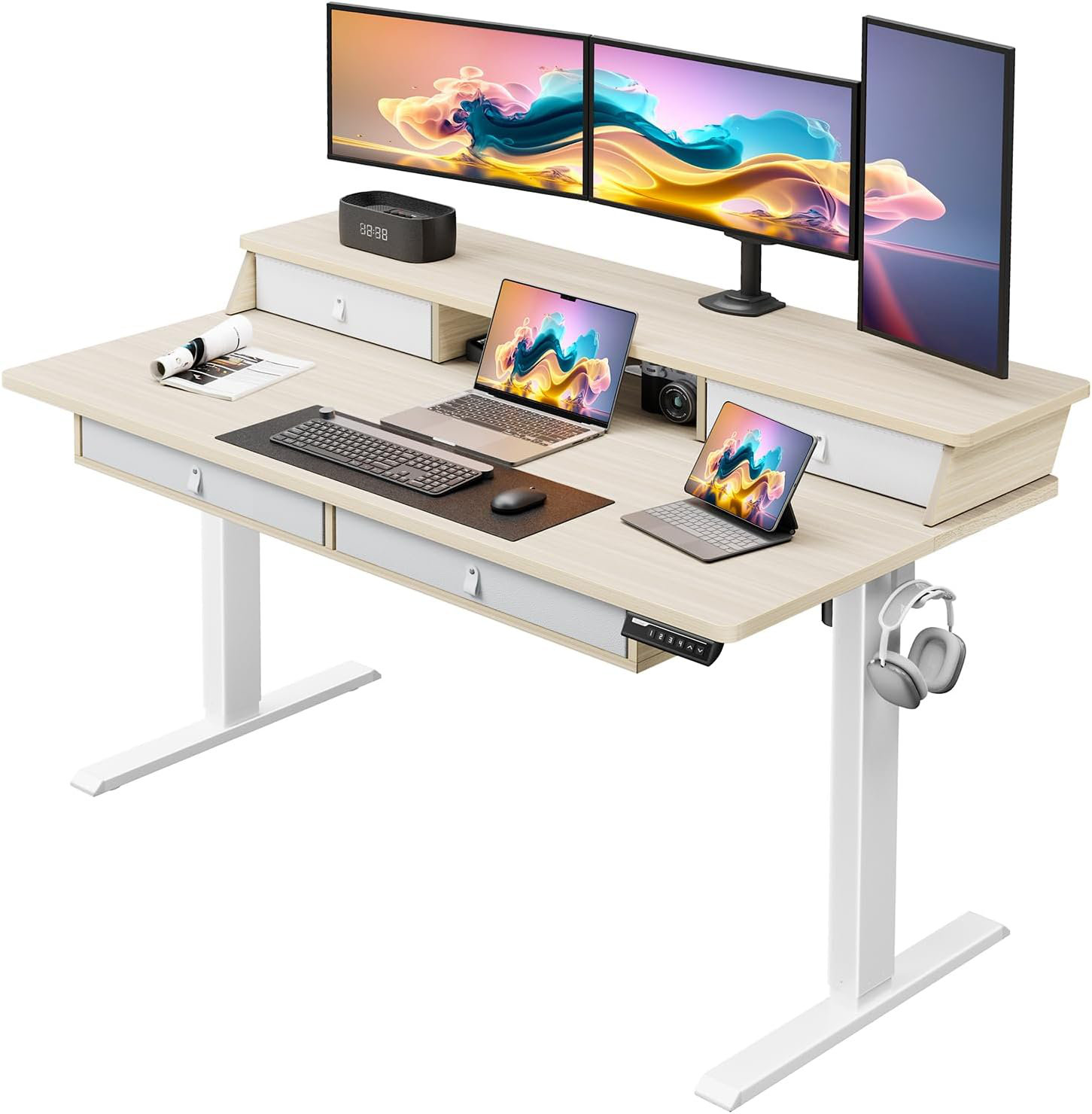 Inbox Zero EliteSeries Dual-Motor Standing Desk w/Smart-Drawer System ...