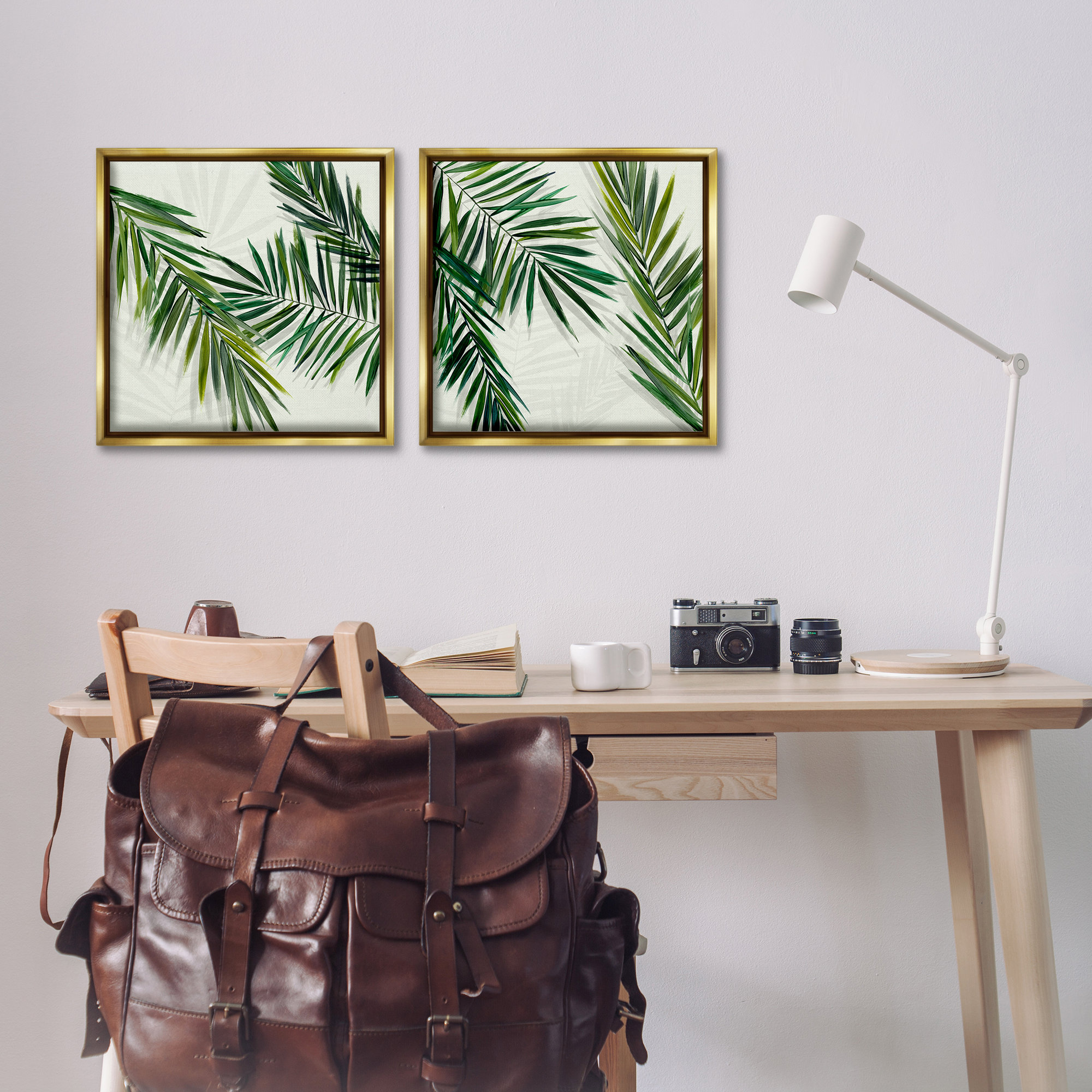 Bay Isle Home™ Palm Fronds over Neutral 2 PC Framed Floater Canvas Set ...