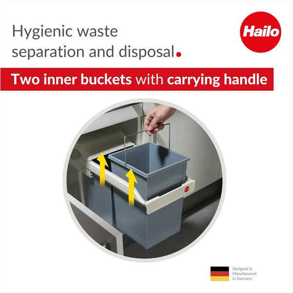 Hailo USA Inc. Hailo Multi-Box Duo L Pull-Out Trash Can, 11.8" Cabinet ...