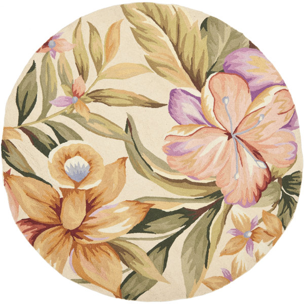 Lark Manor Hollander Floral Hand Hooked WoolArea Rug & Reviews | Wayfair