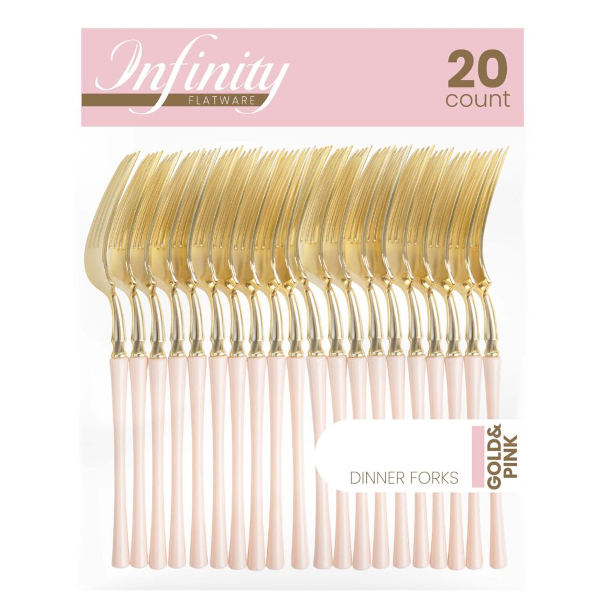 Ecoquality Modern Pink And Gold Disposable Plastic Dinner Forks ...