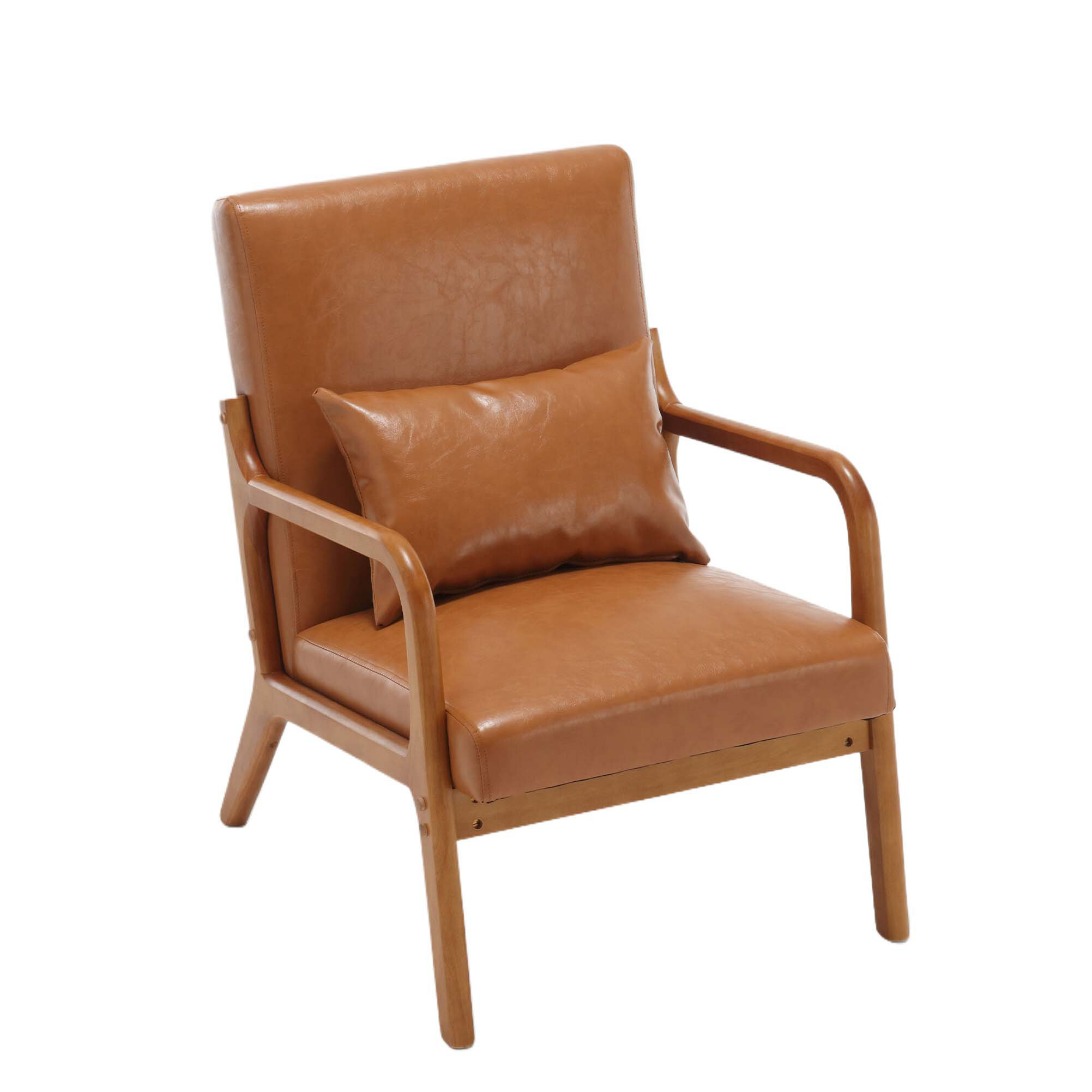 George Oliver Modern Accent Chair, Solid Wood Padding Lounge Armchairs ...
