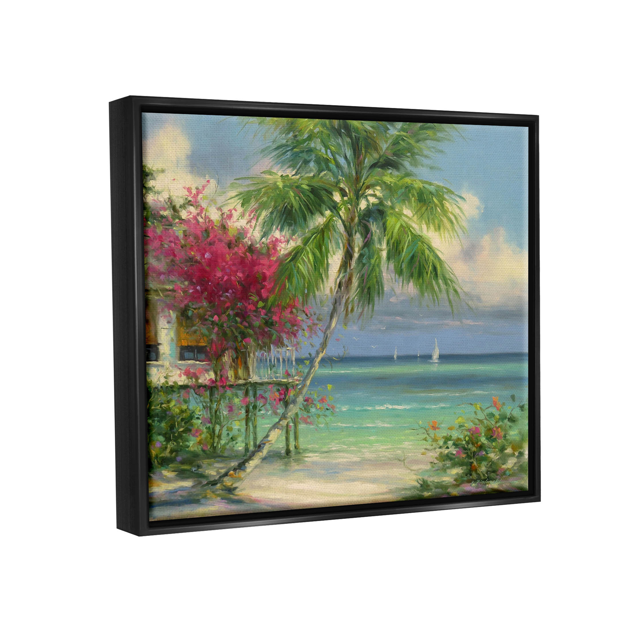 Breakwater Bay Floral Tropical Summer Vacation Resort - Floater Frame ...
