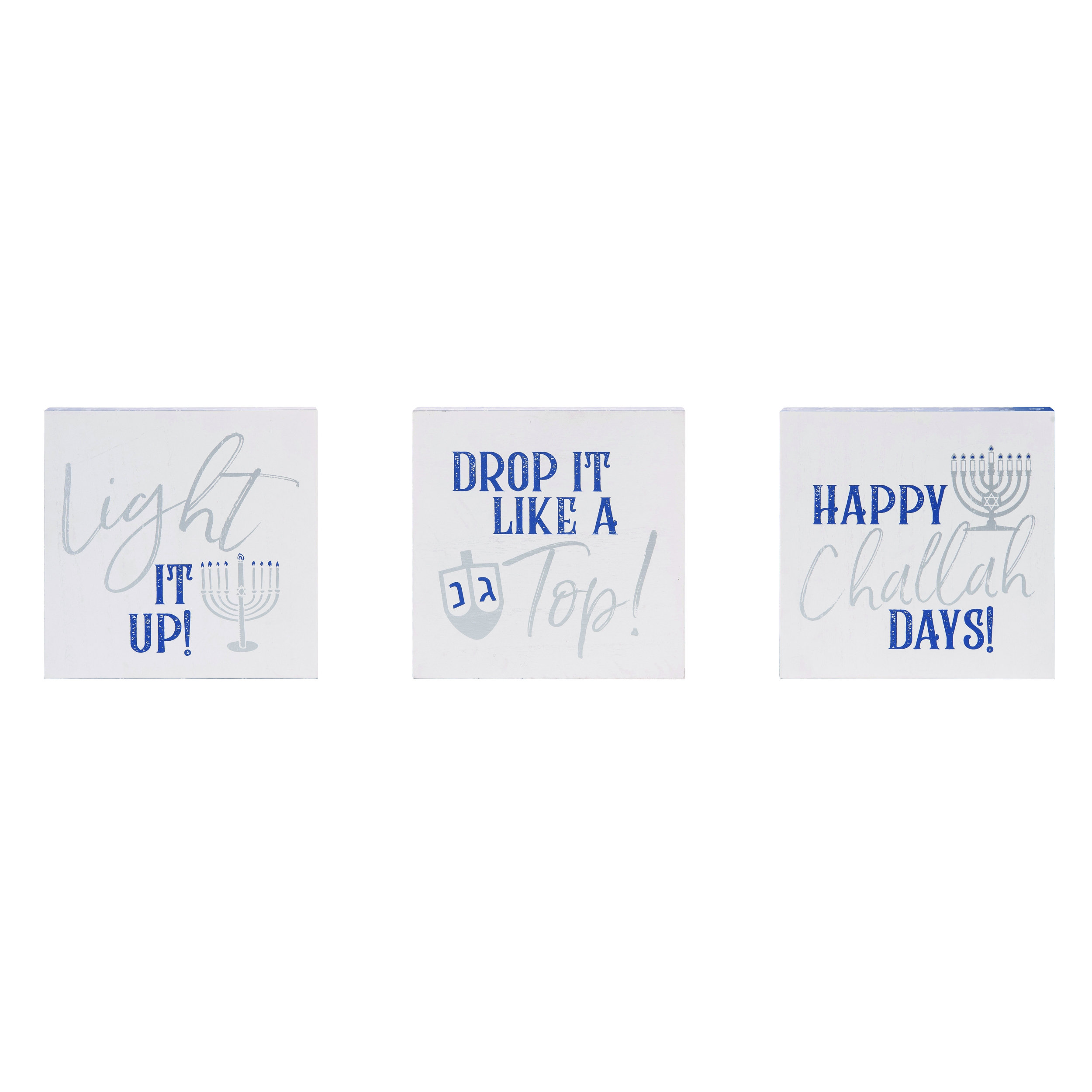 Ophelia & Co. MDF Hanukkah Humor Block Decor Set of 3 Hanukkah Home ...