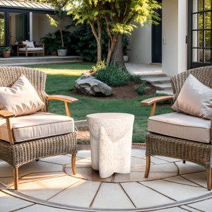 Ivy Bronx Abstract Travertine Stone Finish Italian Design MgO Side ...