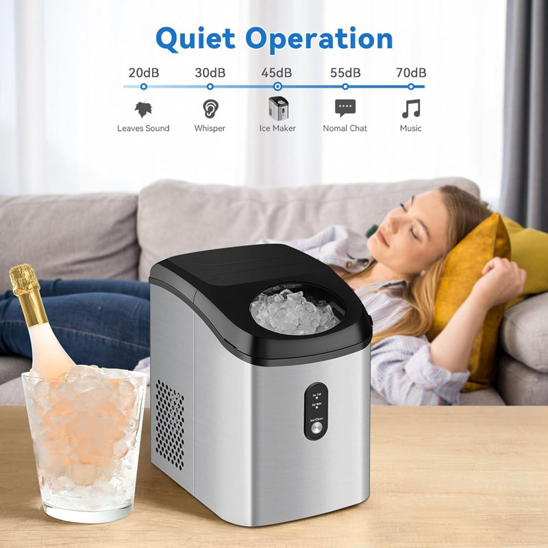 Homhougo 33 Lb. Daily Production Cube Clear Ice Freestanding Ice Maker ...
