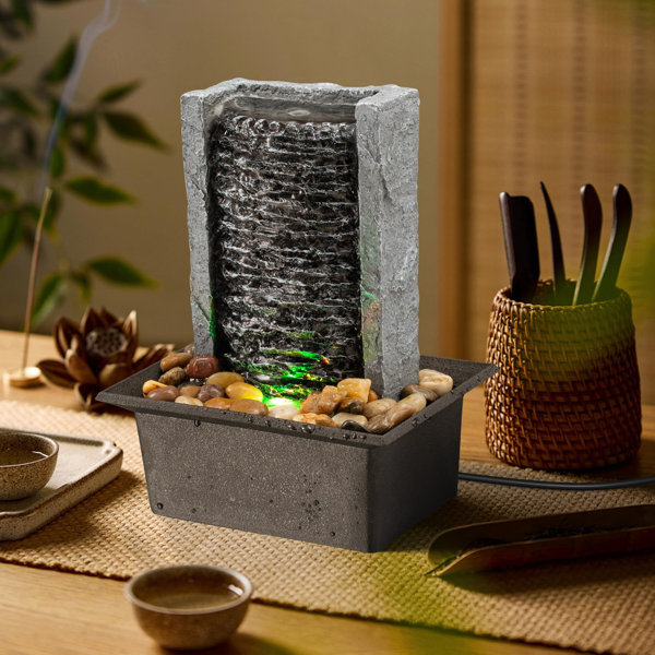 17 Stories Tabletop Fountain Indoor Waterfall Fountain Rock Waterfall ...