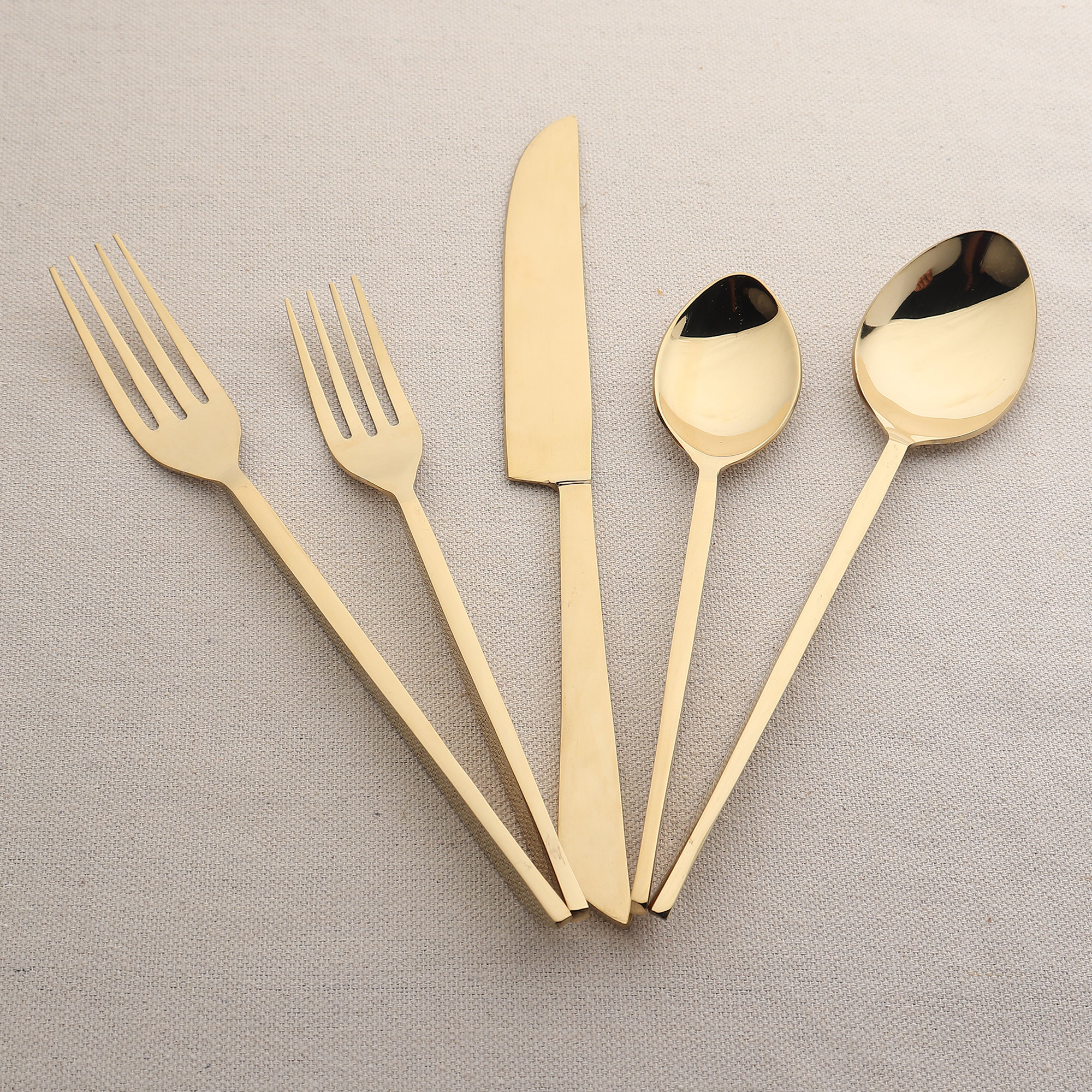 Latitude Run® Fairfax Gold PVD 5 Pc. Flatware Set | Wayfair