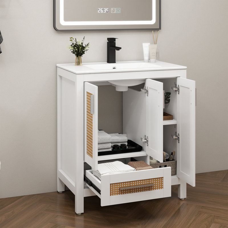 Bay Isle Home™ Single White Bathroom Vanity Set With Ceramic Sink Top ...