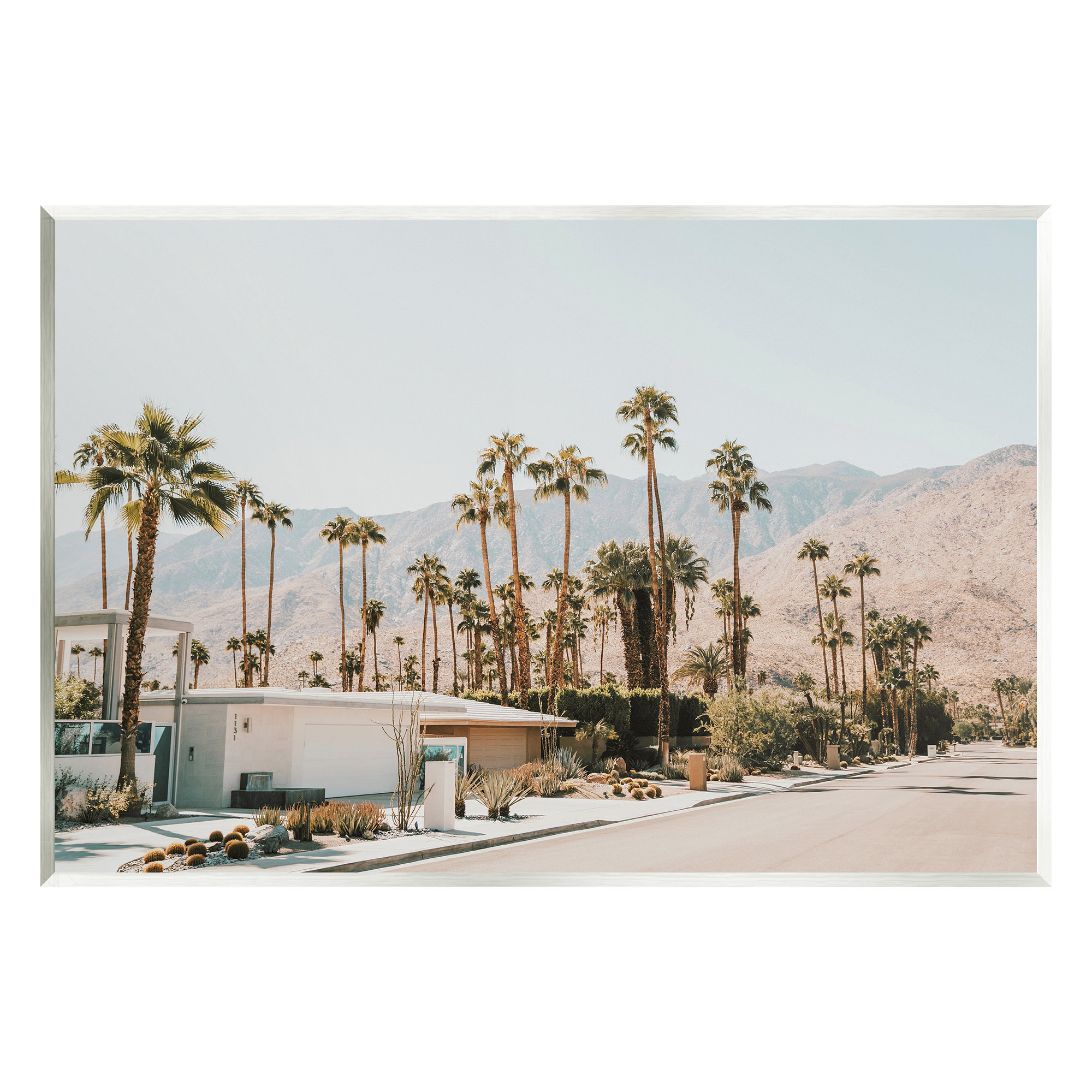 Stupell Industries Summer Villa Town Palm Trees Floater Canvas Wall Art ...