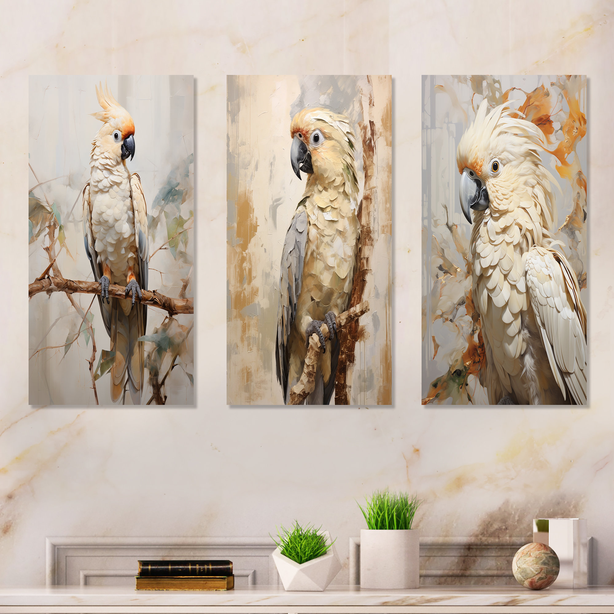 Bay Isle Home™ Beige Parrot Feathered Elegance - Parrot Canvas Wall Art ...