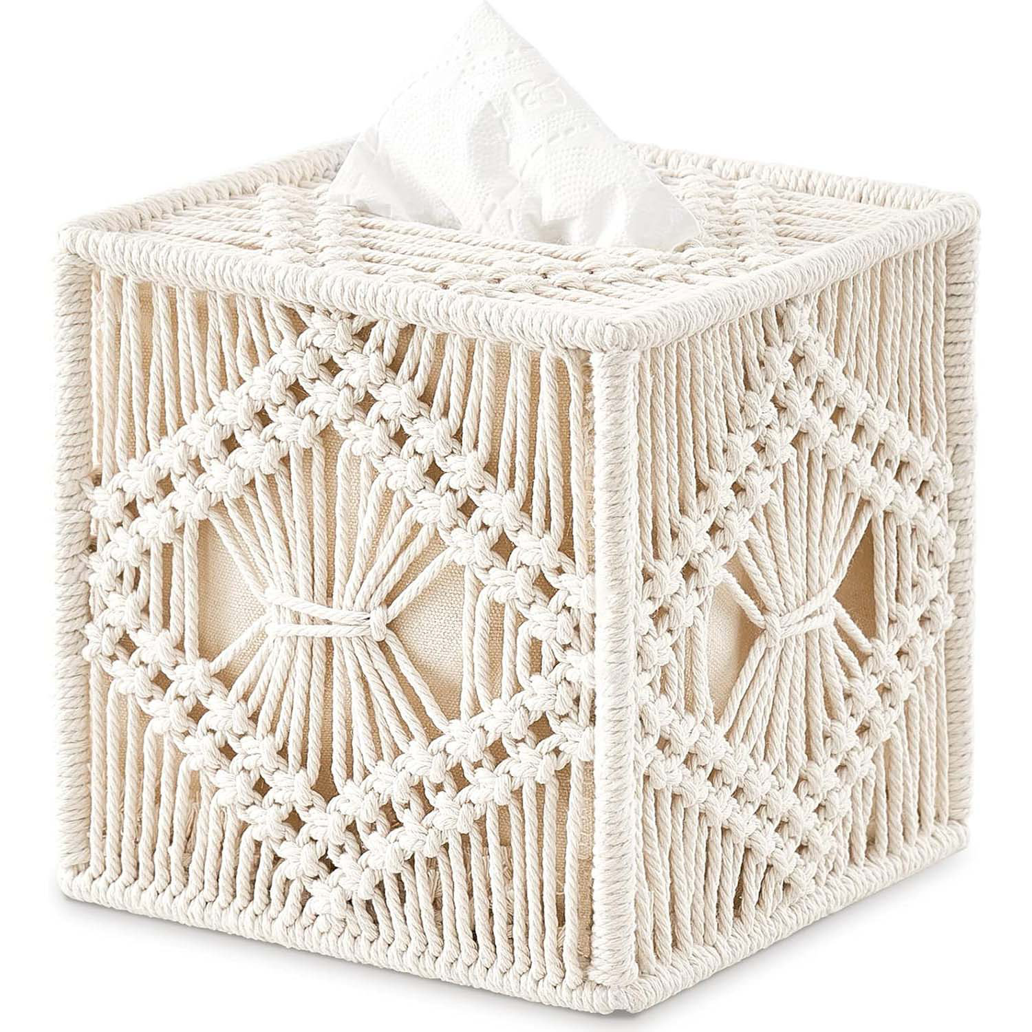 Dakota Fields Tissue Box Cover Macrame Square Open-Bottom Tissue Box ...