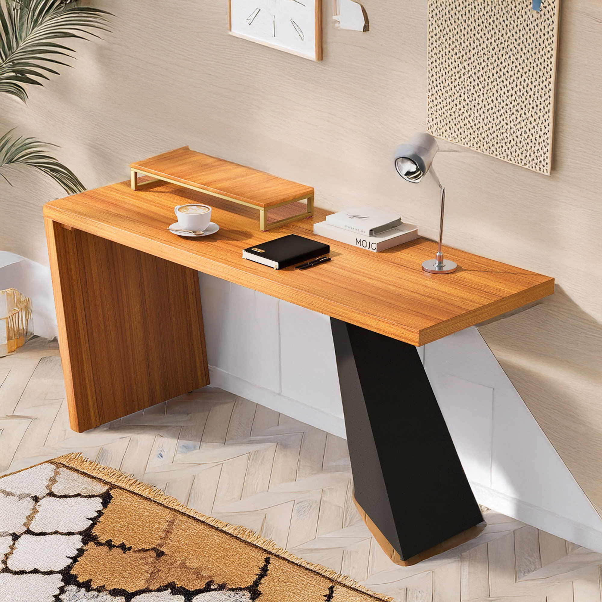 Latitude Run® Rectangular Study Chilson with Monitor Stand | Wayfair