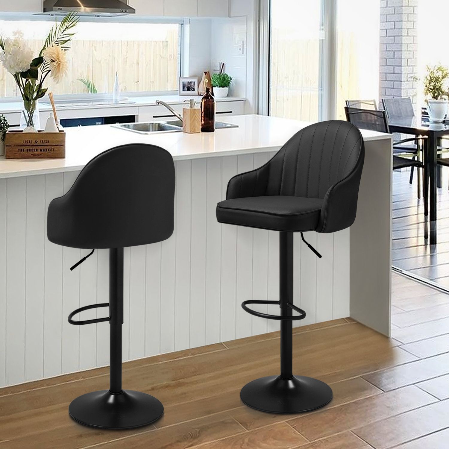 Wade Logan® Arriana Swivel Modern Bar Stools, Adjustable Counter Height ...