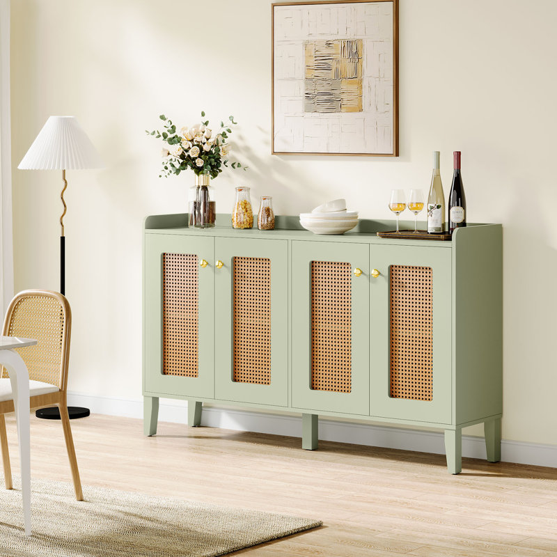 Bay Isle Home™ 59" Green Rattan Sideboard Buffet Cabinet | Wayfair