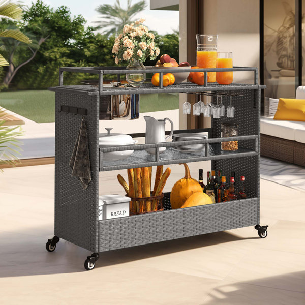 Red Barrel Studio® Chittum Wicker Bar Cart & Reviews | Wayfair