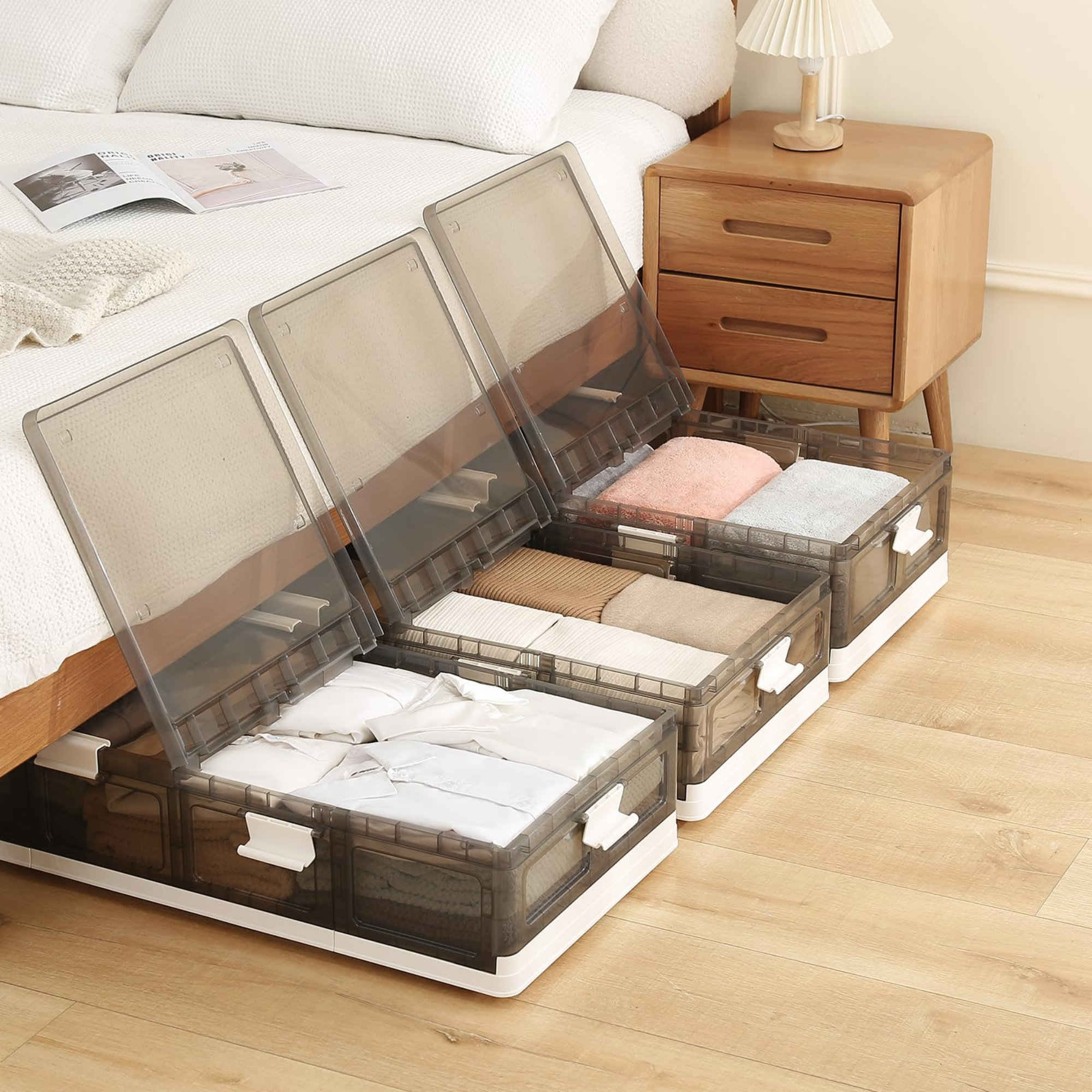 Rebrilliant 2-Pack Under Bed Storage Containers With Wheels - Stackable ...
