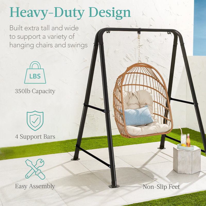 Dakota Fields Colsyn Hammock Chair Stand, 75 in. Tall Heavy Duty Indoor ...