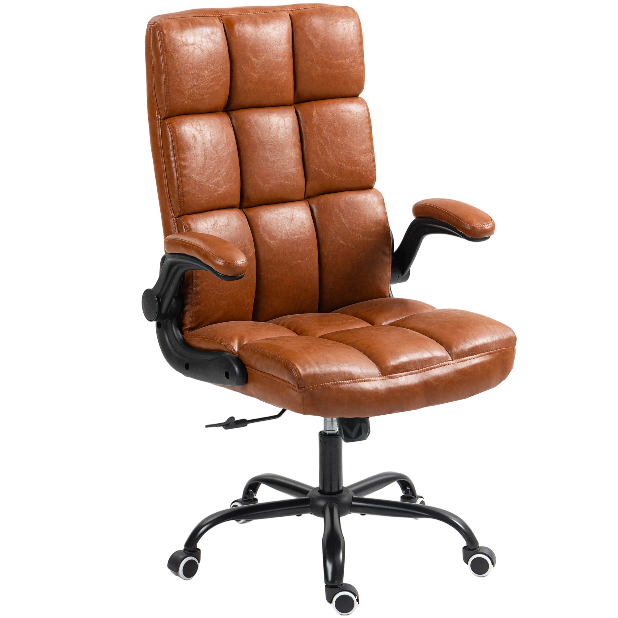 Inbox Zero Leather Executive Chair With Adjustable?Flip-Up?Arms | Wayfair