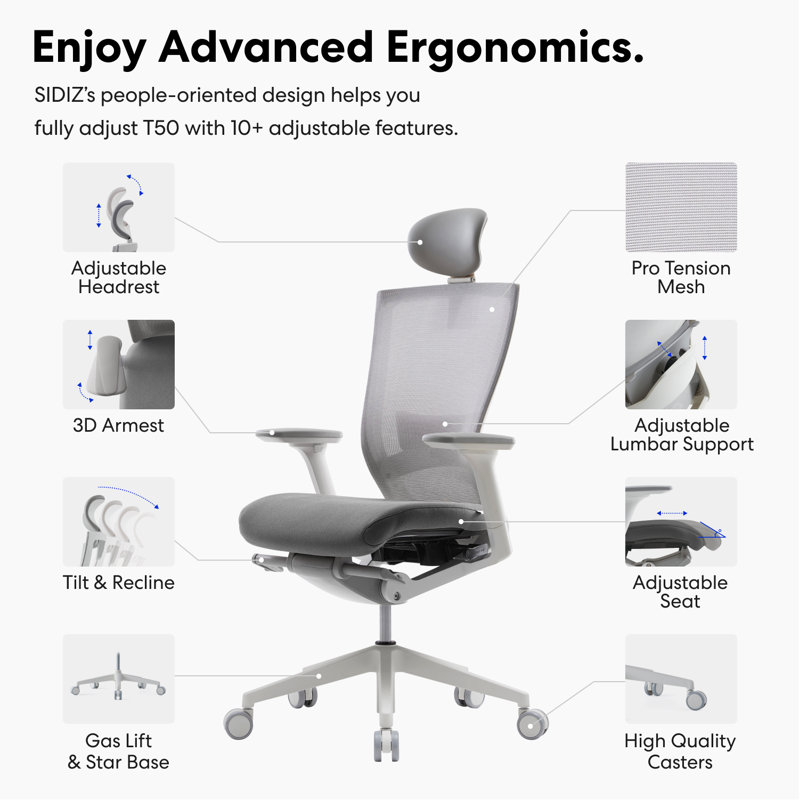 SIDIZ T50 Ergonomic Office Chair : High Performance Home Office Chair ...
