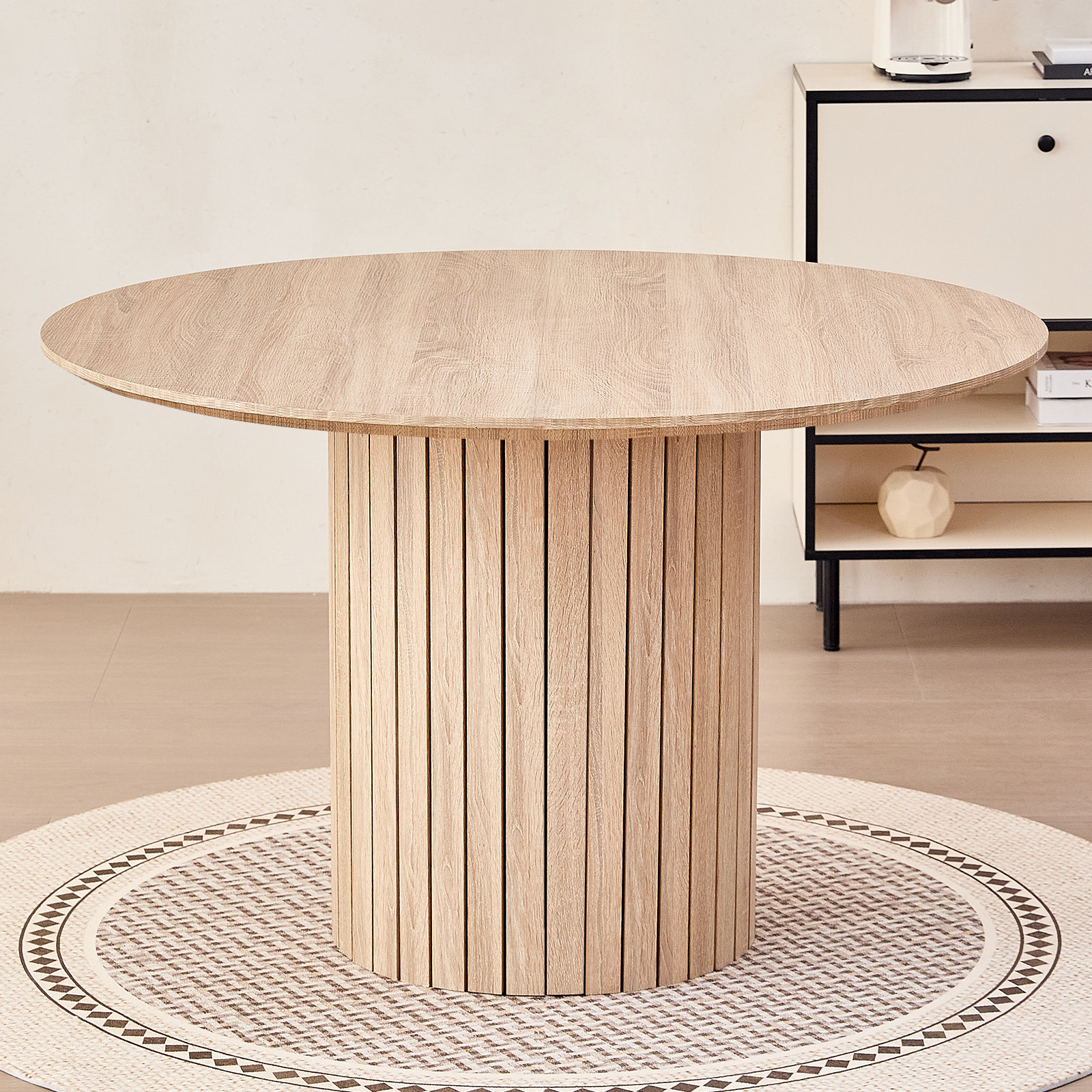 Latitude Run® 47 Inches Wood Round Dining Table for 4, Natural Kitchen ...