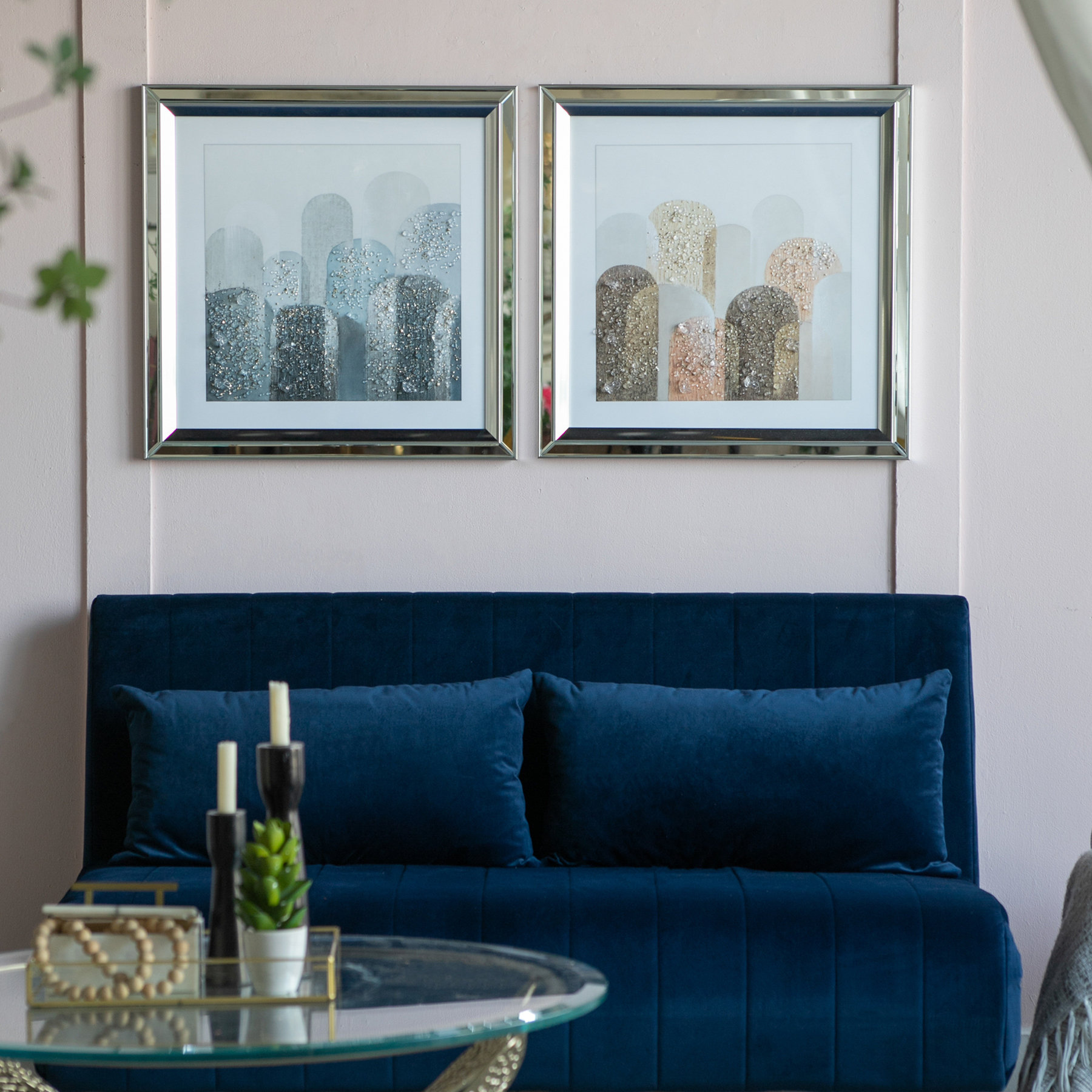 Everly Quinn Kaiden Crystal Mirror Framed Wall Art on Mellow Golden ...