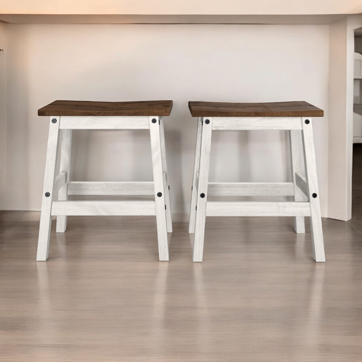 August Grove® Wood Set Of 2 Kitchen Stools Delija | August Grove® | Wayfair